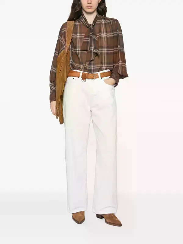 ERMANNO FIRENZE Check-pattern Pussy-bow Shirt