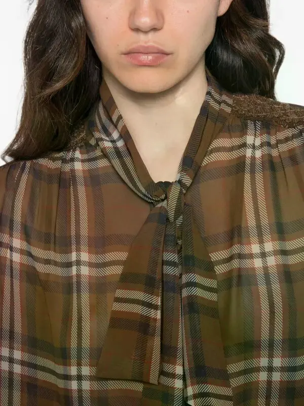 ERMANNO FIRENZE Check-pattern Pussy-bow Shirt