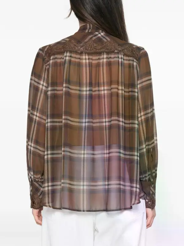 ERMANNO FIRENZE Check-pattern Pussy-bow Shirt