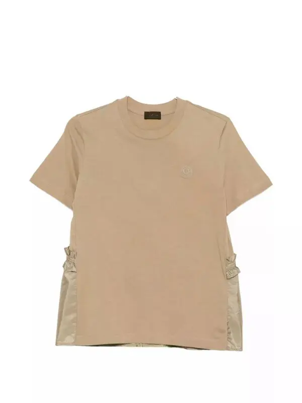 Moncler Ruffled Logo-patch T-shirt - Neutrals