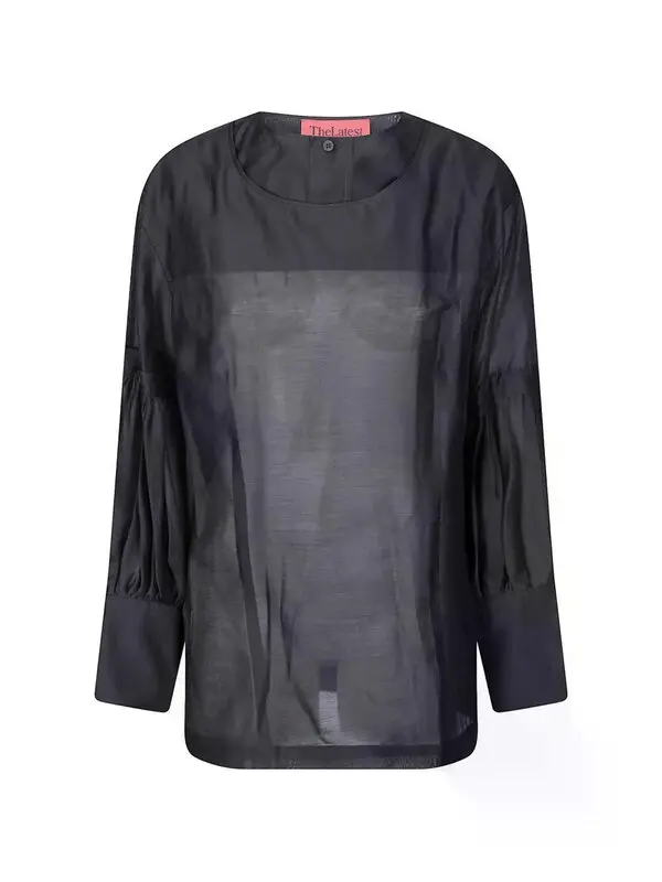 THELATEST Sheer Puff-sleeve Blouse - Black
