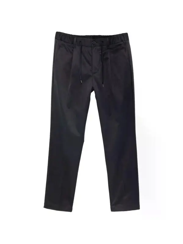 Herno Navy Satin Drawstring Waist Pleated Trousers - Blue
