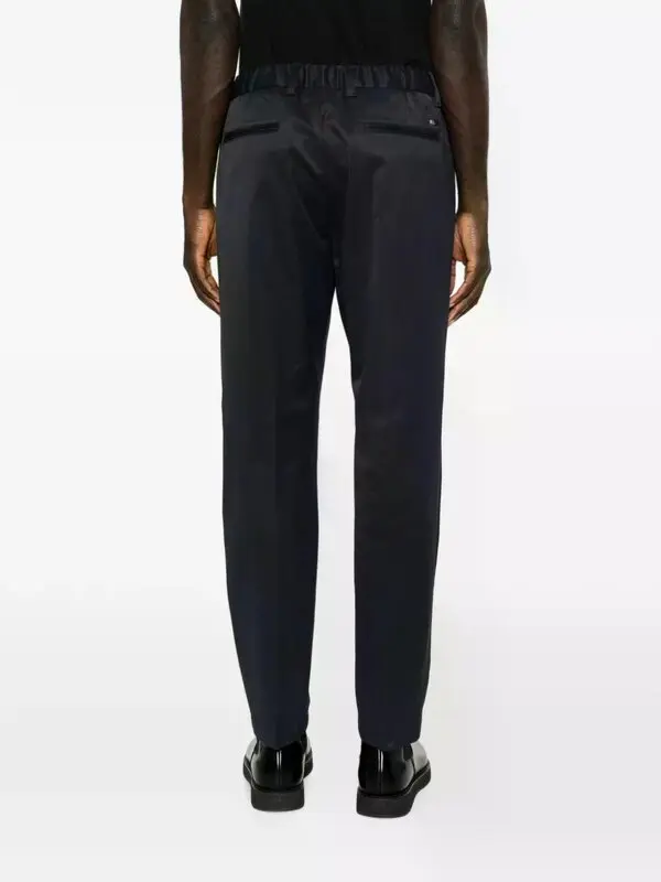 Herno Navy Satin Drawstring Waist Pleated Trousers - Blue
