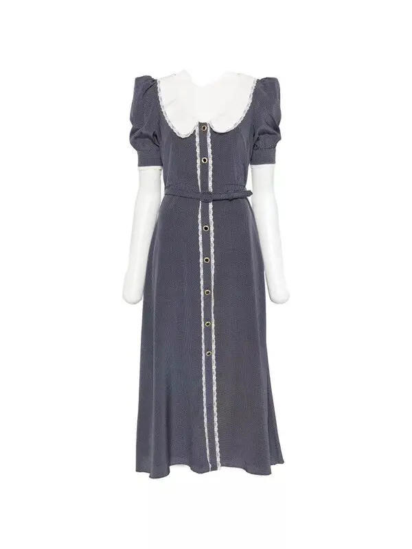 Alessandra Rich Polka Dot Midi Dress - Blue