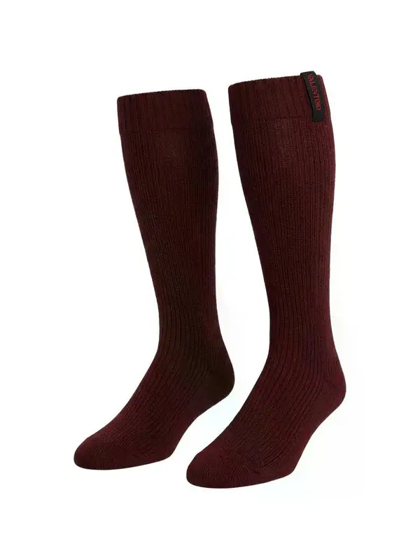 Valentino Garavani Ribbed-knit Logo-tag Socks
