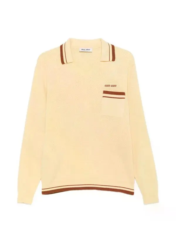 Miu Miu Polo Collar V-neck Sweater - Yellow
