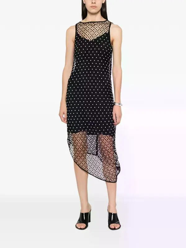 Paris Georgia Pearl-embellished Asymmetric Midi Dress