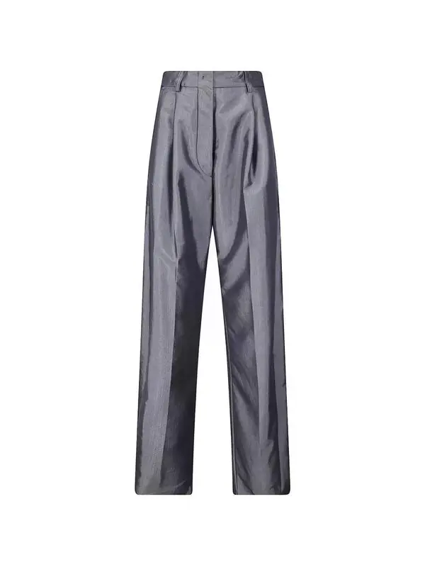 THELATEST Pleated Pinstripe Trousers - Grey