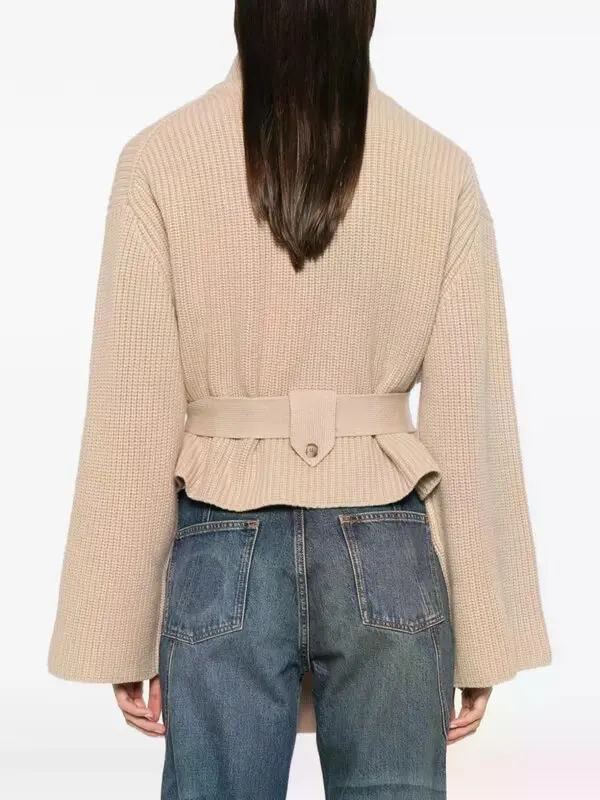 Brandon Maxwell Belted Zip-front Ribbed Knit Cardigan