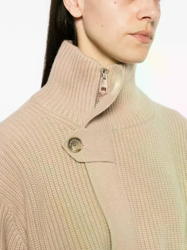 Brandon Maxwell Belted Zip-front Ribbed Knit Cardigan