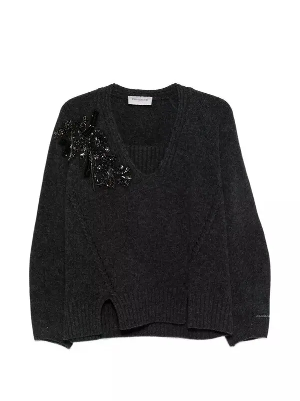 ERMANNO FIRENZE Bead-embellished Layered-effect Sweater - Grey