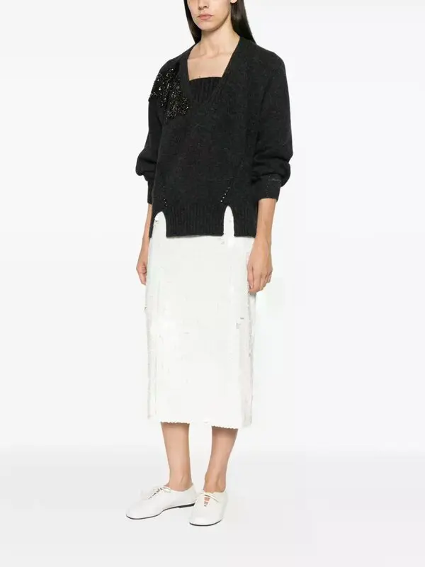 ERMANNO FIRENZE Bead-embellished Layered-effect Sweater