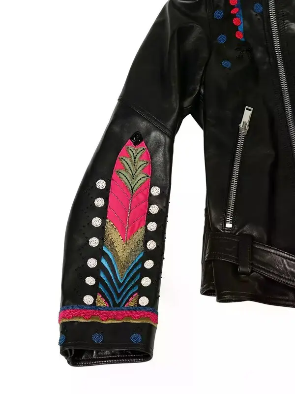 Valentino Garavani Bead-embellished Leather Jacket