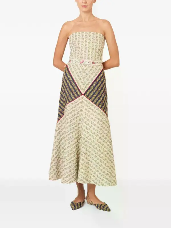 Rosie Assoulin Floral-print Panelled Midi Skirt - Neutrals