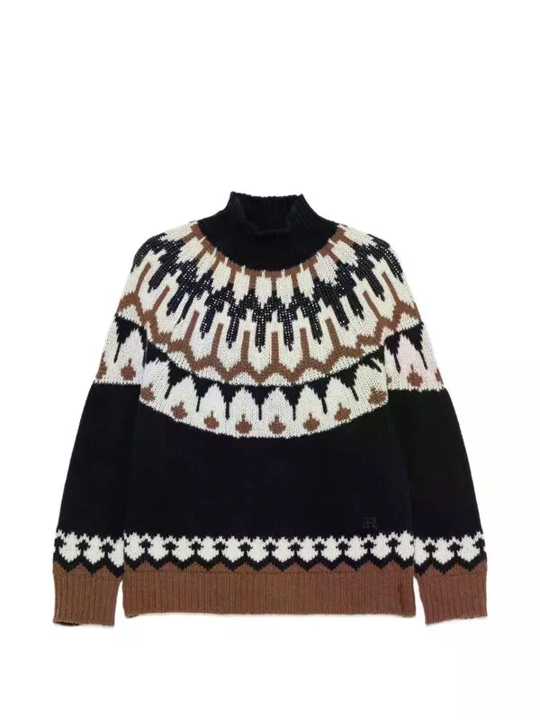 ERMANNO FIRENZE Fair Isle-intarsia High-neck Knit - Blue