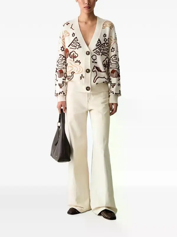 Farm Rio Embroidered Button-up Cardigan