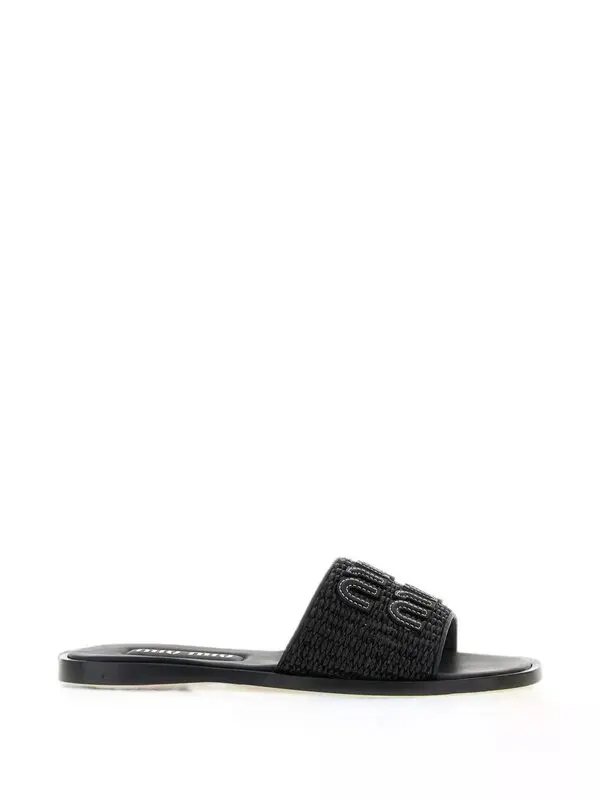 Miu Miu Logo-patch Woven Slides