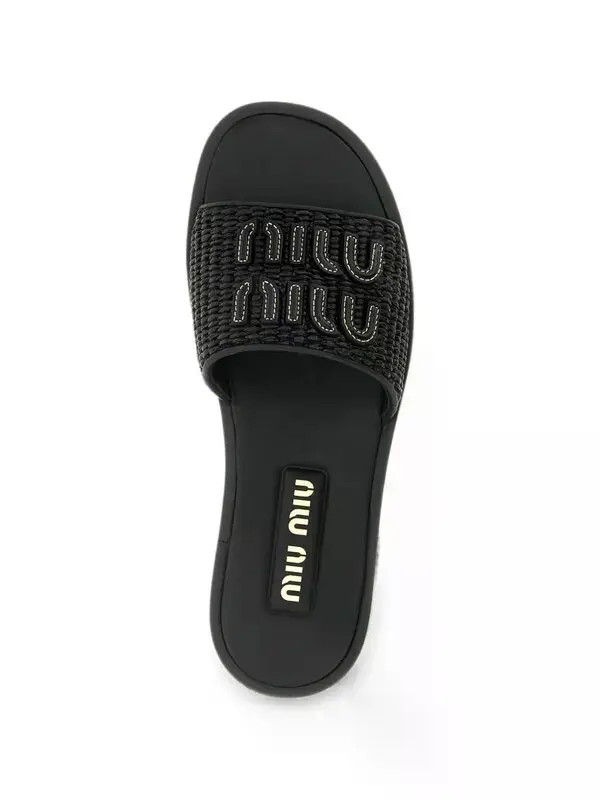 Miu Miu Logo-patch Woven Slides