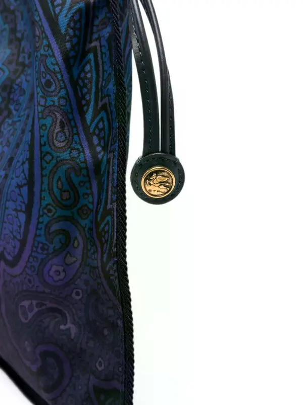 Etro Paisley Print Drawstring Clutch - Blue