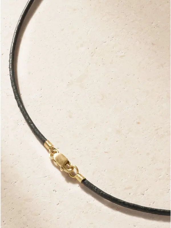Marisa Klass 18-karat Gold Sugilite And Leather Necklace