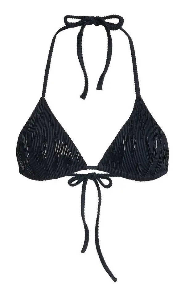 ZIAH Embroidered Triangle Bikini Top - Black
