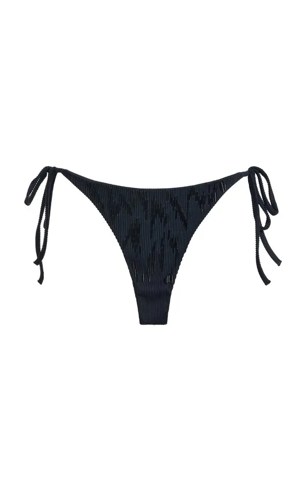 ZIAH Embroidered Bikini Bottoms - Black