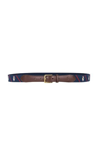 Polo Ralph Lauren Ribbon & Leather Seasonal Bear Belt - Navy Multi