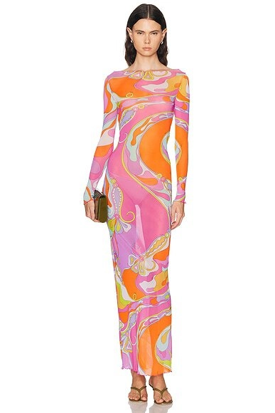 Emilio Pucci Tulle Long Sleeve Dress - Multicolor