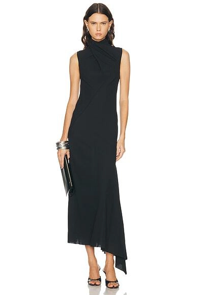 Attico Turtleneck Midi Dress - Black