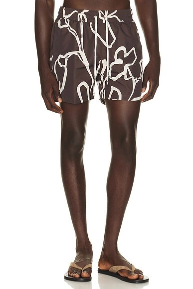 Frescobol Carioca Printed Swim Shorts - Cacao