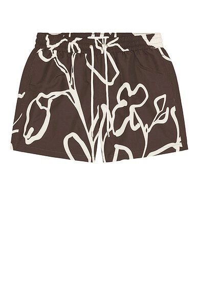Frescobol Carioca Printed Swim Shorts - Cacao