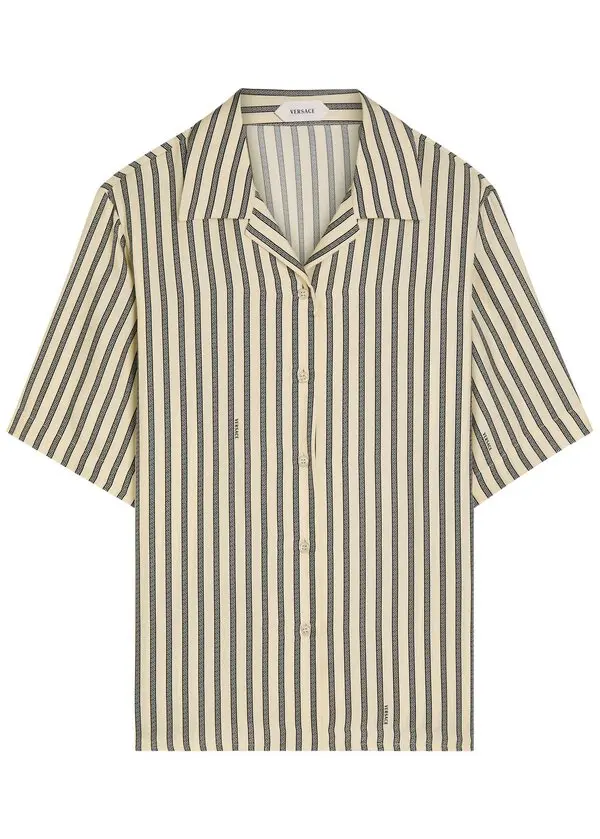 Versace Striped Silk-twill Shirt - Black