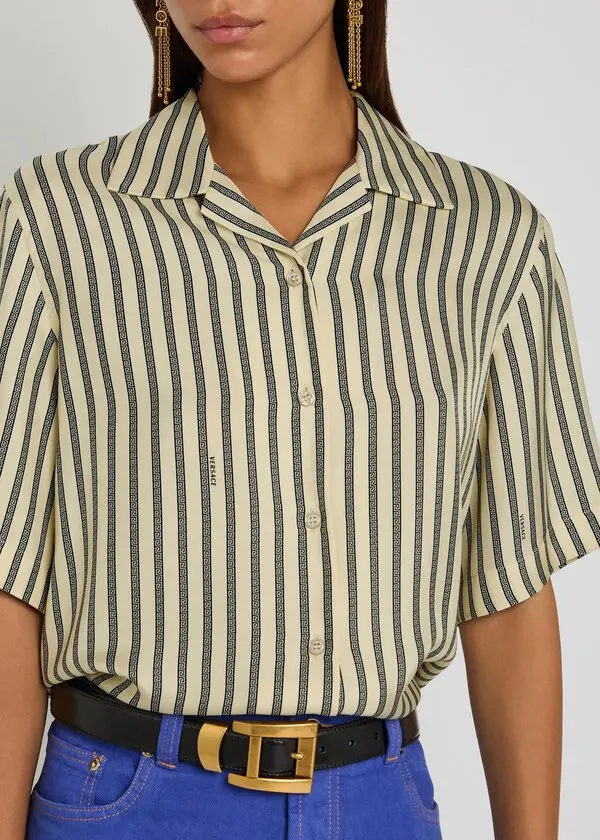 Versace Striped Silk-twill Shirt