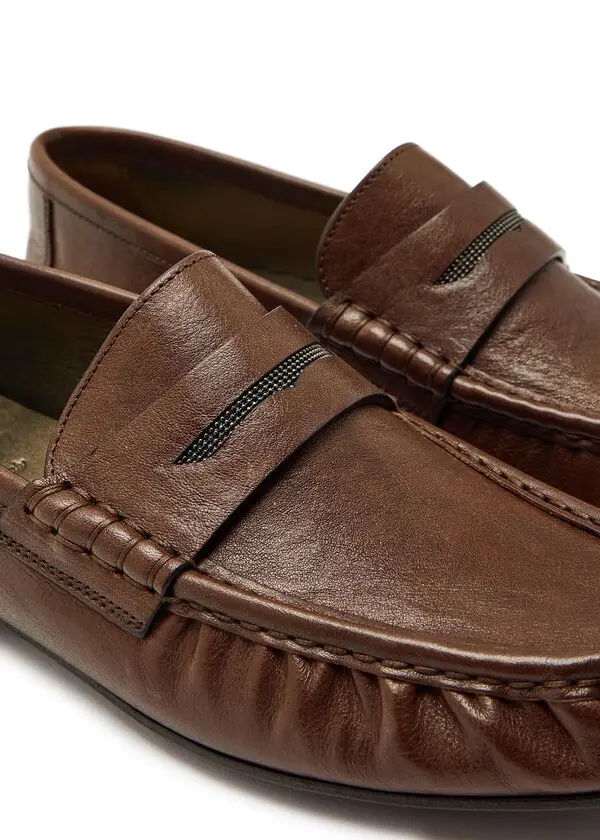 Brunello Cucinelli Leather Penny Loafers