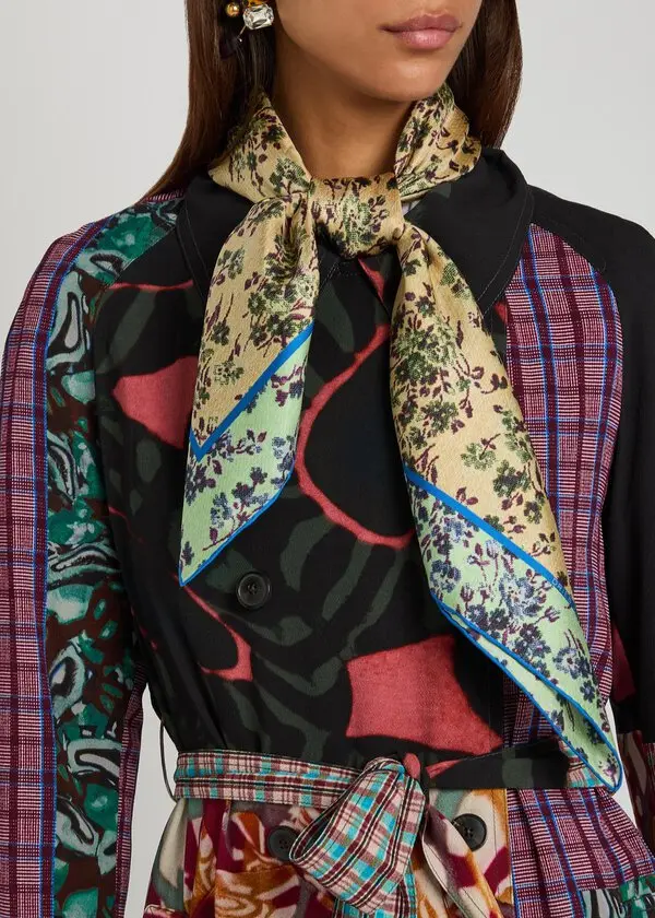 Dries Van Noten Foulard Floral-print Silk Scarf - Multicoloured