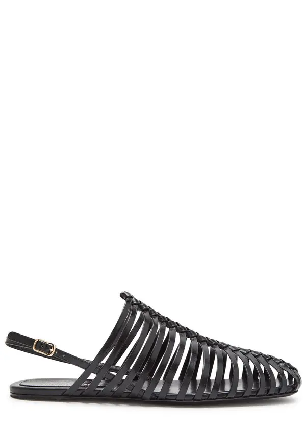 Dries Van Noten Cut-out Leather Flats - Black