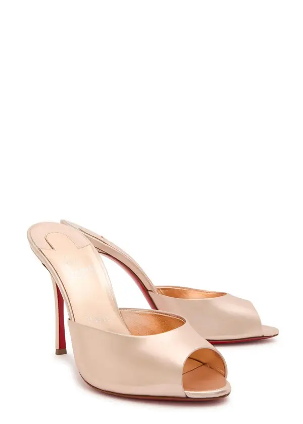 CHRISTIAN LOUBOUTIN Me Dolly 100 Pearlescent Leather Mules - Pink