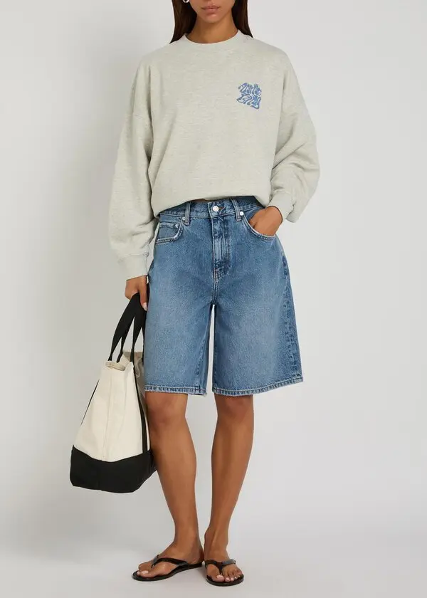 ANINE BING Miles Printed Cotton Sweatshirt