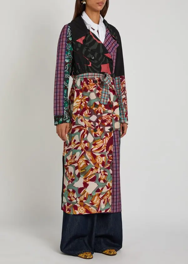 Dries Van Noten Rolana Printed Crepe Trench Coat