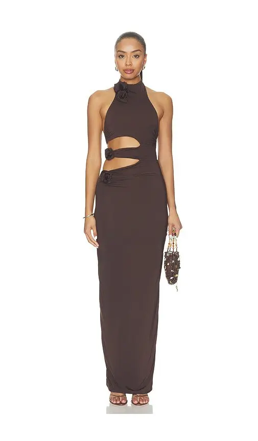 MAYGEL CORONEL Tempus Maxi Dress In . Also - Brown