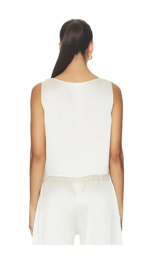 LESET Barb Lace Crop Sleeveless Crew - Cream
