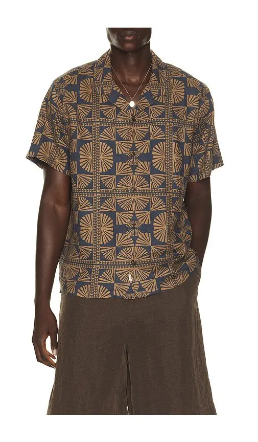Marine Layer Pablo Tencel Linen Resort Shirt In . Also - Brown