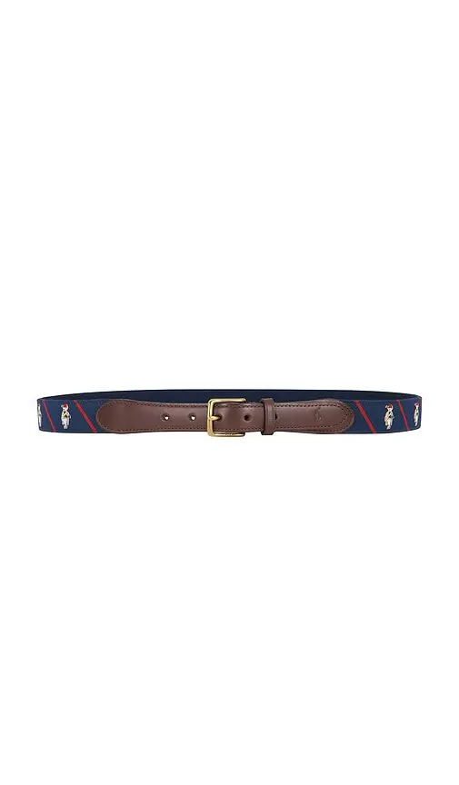 Polo Ralph Lauren Ribbon & Leather Seasonal Bear Belt In . Also - Navy