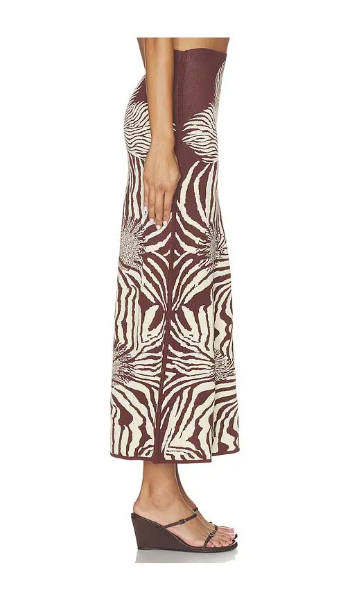 Alexis Jazlyn Printed Midi Skirt - Brown