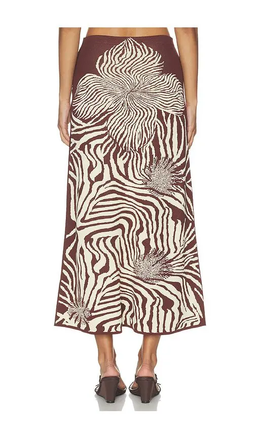 Alexis Jazlyn Printed Midi Skirt - Brown