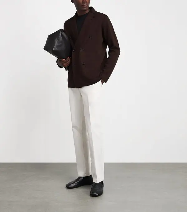LARDINI Virgin Wool Double-breasted Cardigan