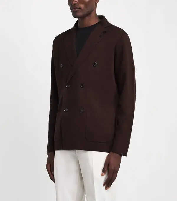 LARDINI Virgin Wool Double-breasted Cardigan