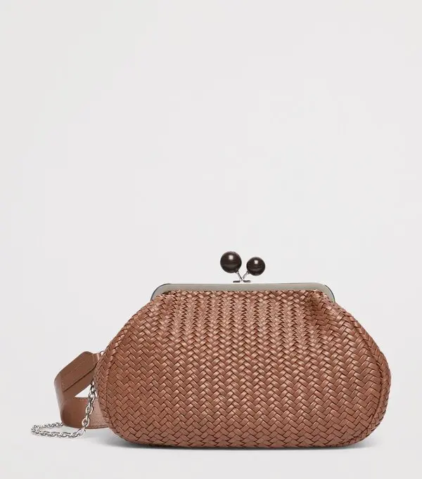 Max Mara Woven Leather Pasticcino Clutch Bag