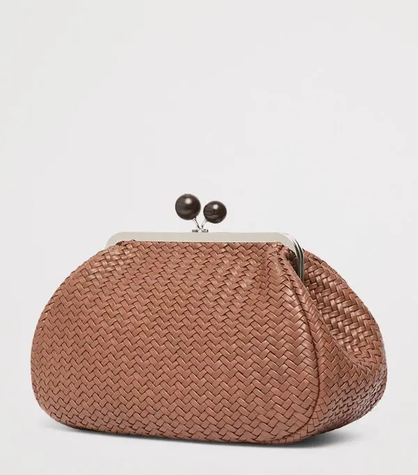 Max Mara Woven Leather Pasticcino Clutch Bag