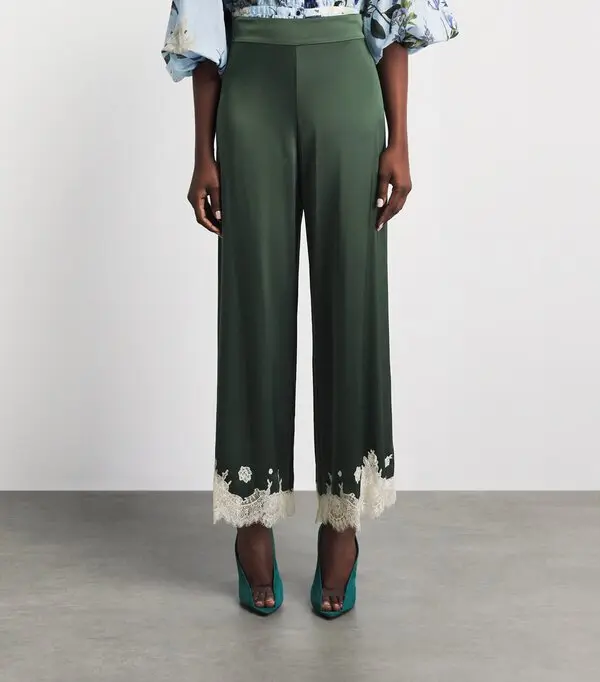 Alice + Olivia Wide-leg Athena Trousers With Lace Inserts